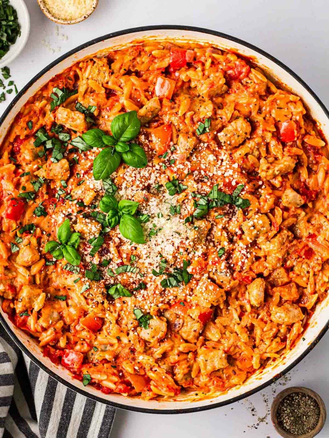 Simple Sausage Orzo {One Pot}